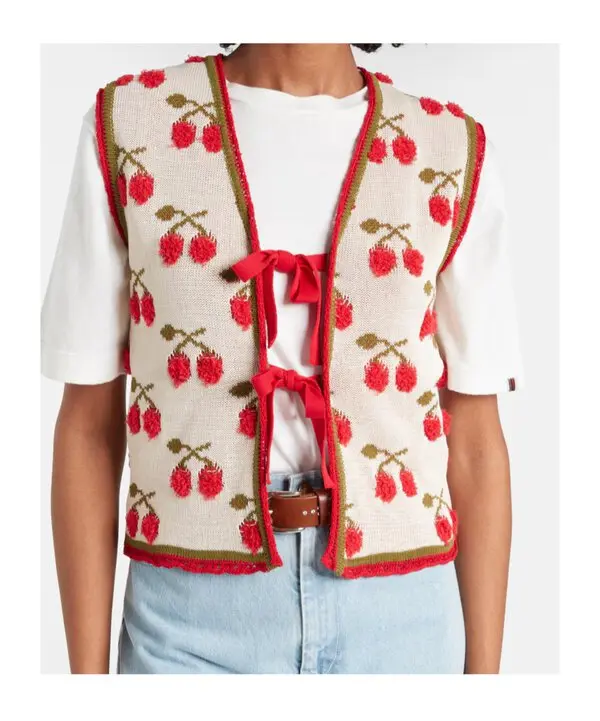 La DoubleJ Cherry Intarsia Knitted Vest