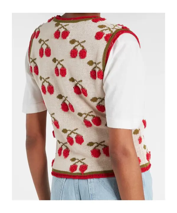 La DoubleJ Cherry Intarsia Knitted Vest