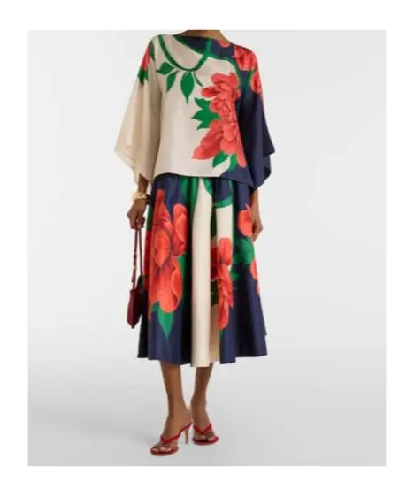 La DoubleJ Ballerina Floral Cotton Midi Skirt