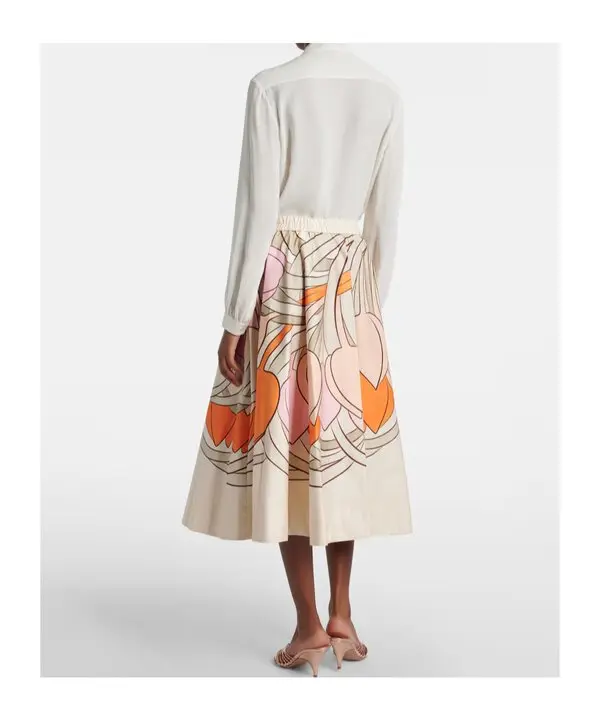 La DoubleJ Printed Cotton Midi Skirt