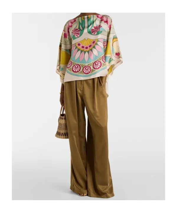 La DoubleJ Square Printed Silk Twill Top