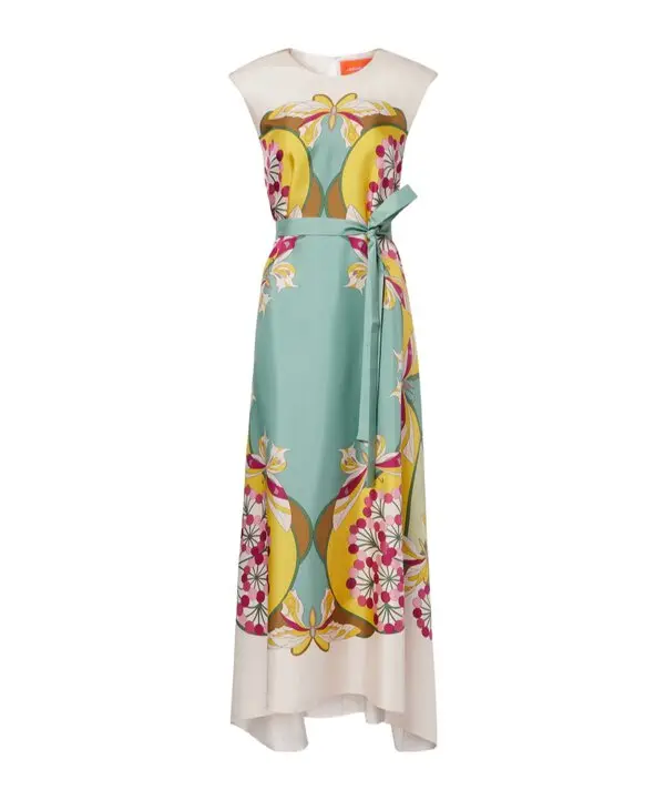 La DoubleJ Printed Silk Satin Midi Dress