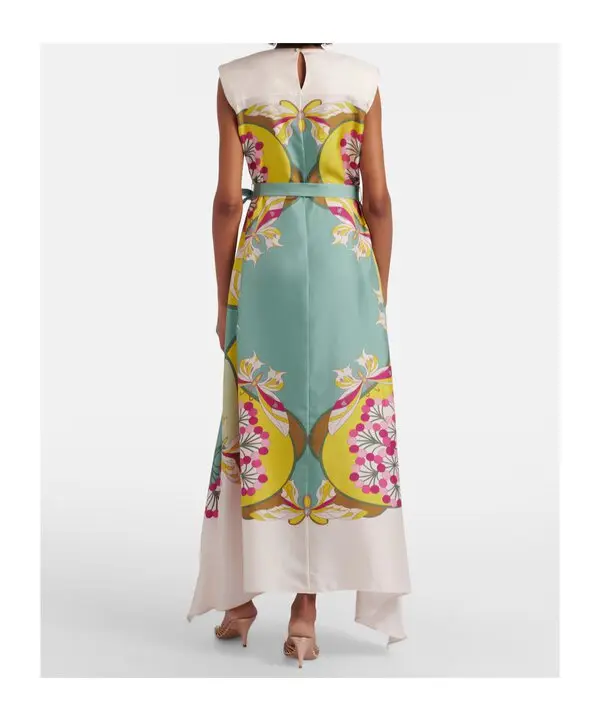 La DoubleJ Printed Silk Satin Midi Dress