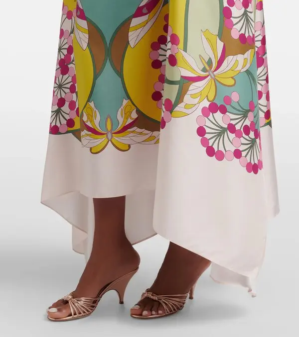 La DoubleJ Printed Silk Satin Midi Dress