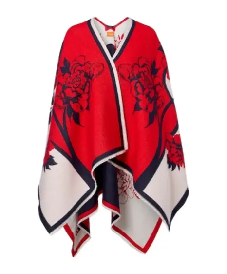 La DoubleJ Soul Floral Wool And Silk Poncho