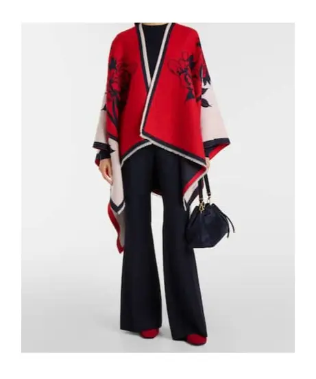La DoubleJ Soul Floral Wool And Silk Poncho