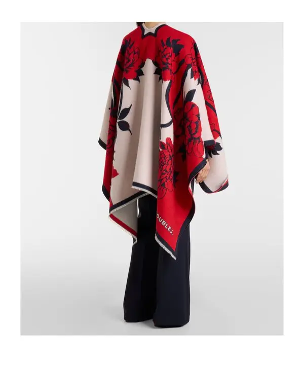 La DoubleJ Soul Floral Wool And Silk Poncho