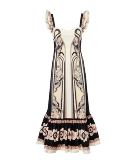 La DoubleJ Gingerbread Printed Cotton-blend Midi Dress
