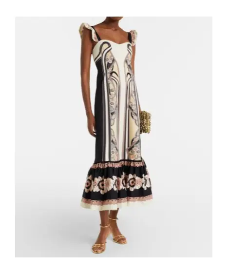 La DoubleJ Gingerbread Printed Cotton-blend Midi Dress