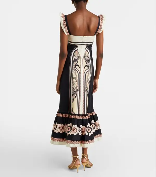 La DoubleJ Gingerbread Printed Cotton-blend Midi Dress