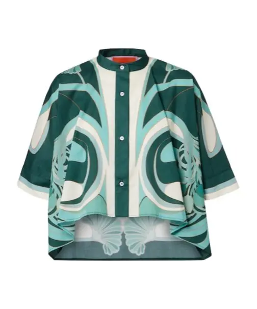 La DoubleJ Foulard Printed Cotton Muslin Cropped Shirt