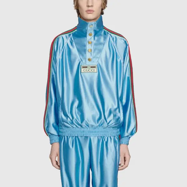 Gucci Shiny Jersey Sweatshirt With Web Detail