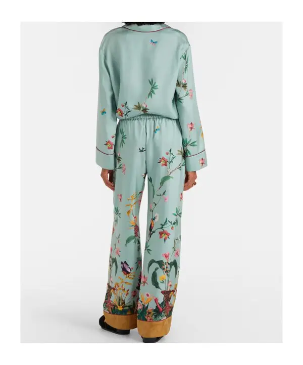 La DoubleJ Printed Silk Twill Wide-leg Pants
