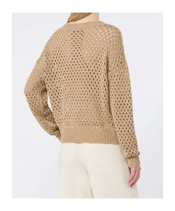 Max Mara Sequined Open Knit Sweater