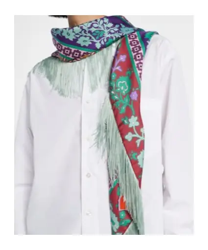 La DoubleJ Fringed Printed Silk Twill Scarf