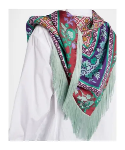 La DoubleJ Fringed Printed Silk Twill Scarf