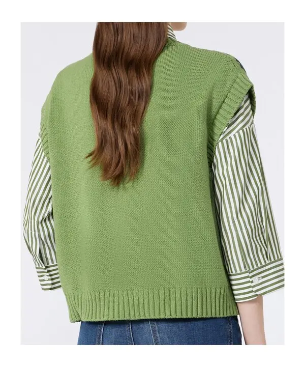Max Mara V-neck Knitted Gilet With Graphic Inlays