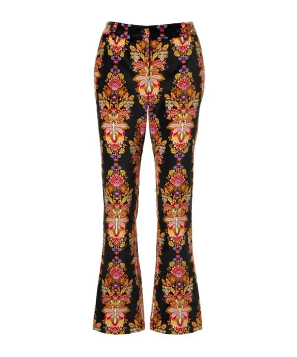 La DoubleJ 24/7 Printed Cropped Cotton Flared Pants - Multicolor