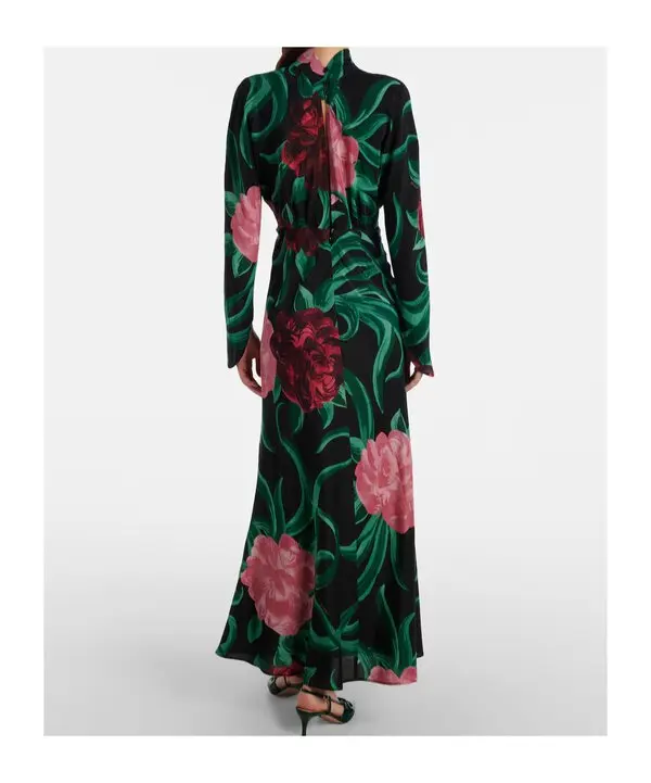 La DoubleJ Gilda Floral Silk Midi Dress