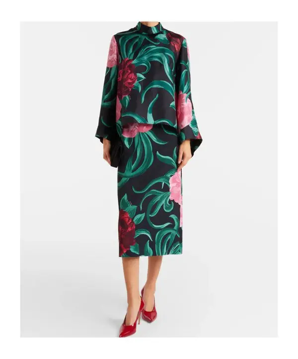 La DoubleJ Make An Exit Floral Silk Twill Top