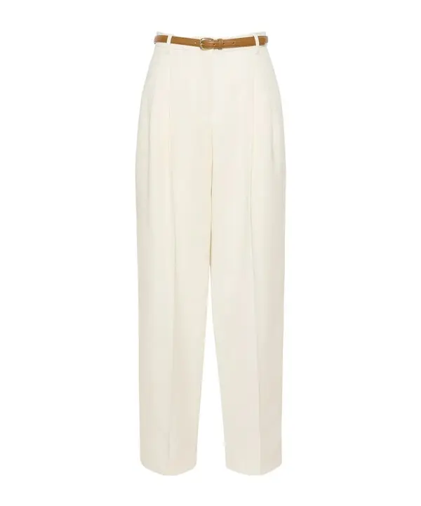 Max Mara Adunco Pleated Pressed-crease Trousers - Ivory