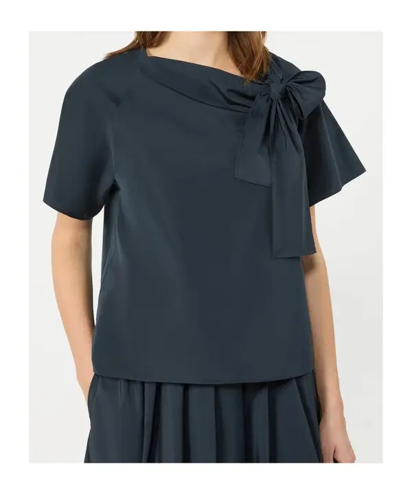 Max Mara Cotton-blend Taffeta Blouse Navy