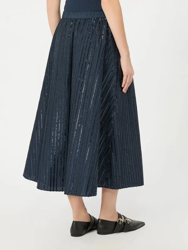 Max Mara Sequin-embroidered Cotton Skirt Navy