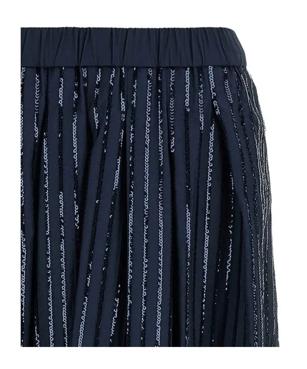 Max Mara Fiordi Sequin Pleated Skirt - Navy Blue