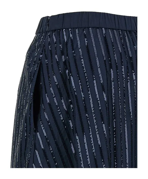 Max Mara Fiordi Sequin Pleated Skirt - Navy Blue
