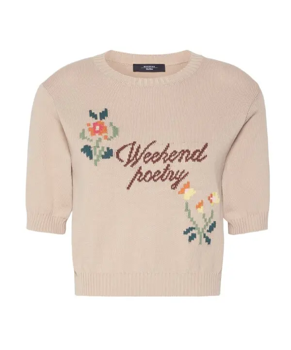 Max Mara Logo Intarsia Knitted Top - Sand-colored