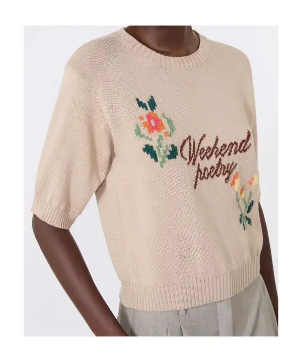 Max Mara Logo Intarsia Knitted Top - Sand-colored
