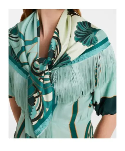 La DoubleJ Fringed Printed Silk Twill Scarf