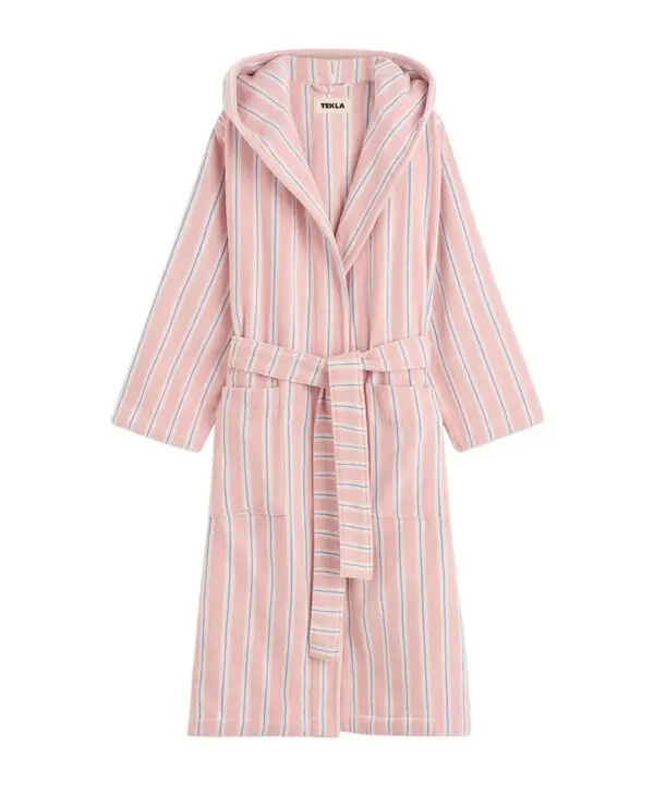TEKLA Striped Hooded Bathrobe