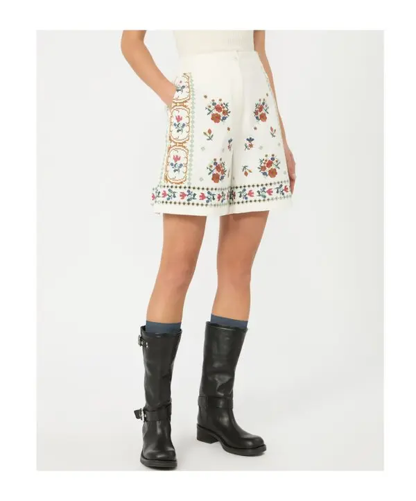 Max Mara Embroidered Cotton Bermuda Shorts
