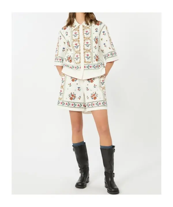 Max Mara Embroidered Cotton Bermuda Shorts