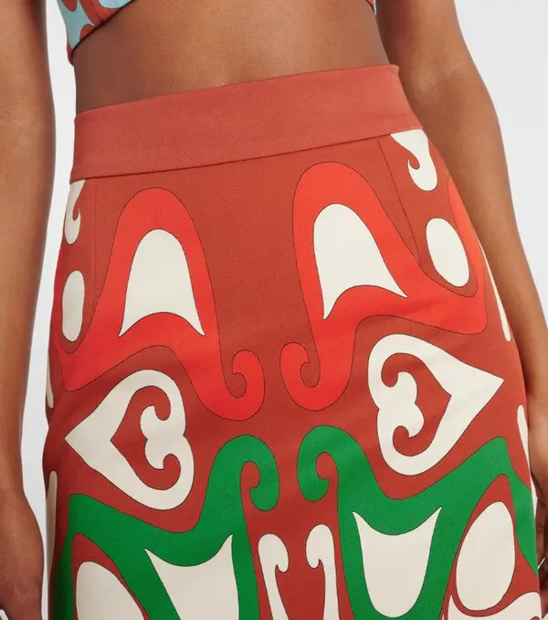 La DoubleJ Baia Printed Cotton-blend Midi Skirt