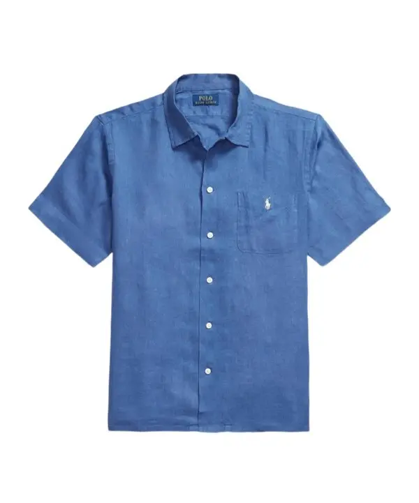 Polo Ralph Lauren Embroidered Pocket Linen Shirt - Blue