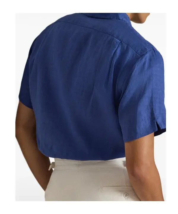 Polo Ralph Lauren Embroidered Pocket Linen Shirt - Blue