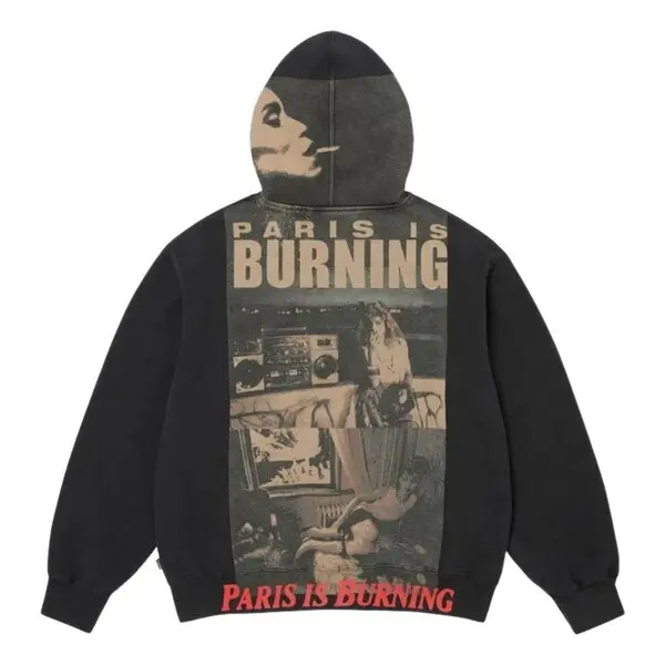 Supreme Ss26 Paris Is Burning Zip Up Hooded Sweatshirt - Black
