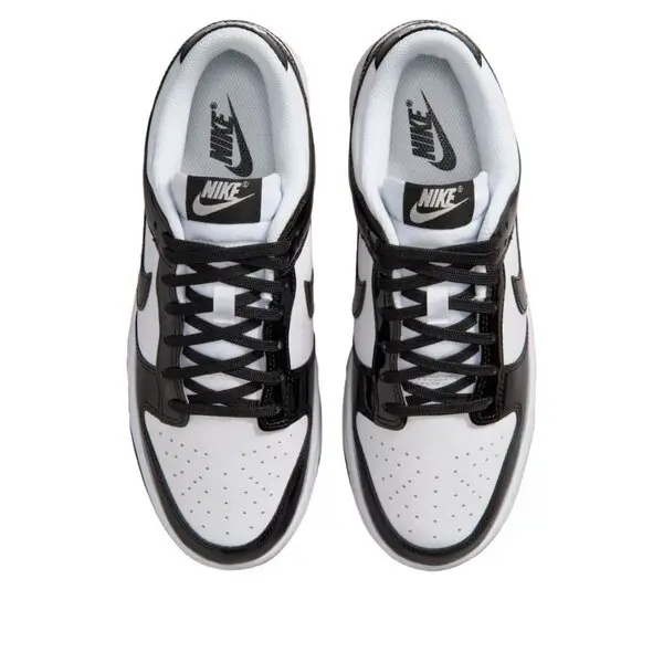 Nike Dunk Low 'panda Patent' Sneakers - White/black/metallic Silver