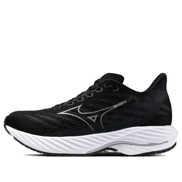 Mizuno Wave Rider 28 Athletic Sneakers - Black/white/silver