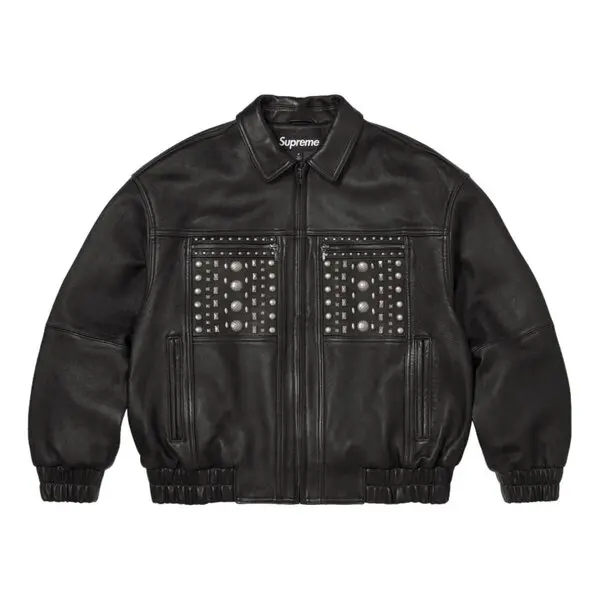 Supreme Multi Studded Leather Jacket - Black