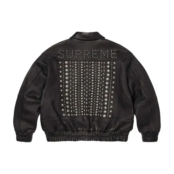 Supreme Multi Studded Leather Jacket - Black