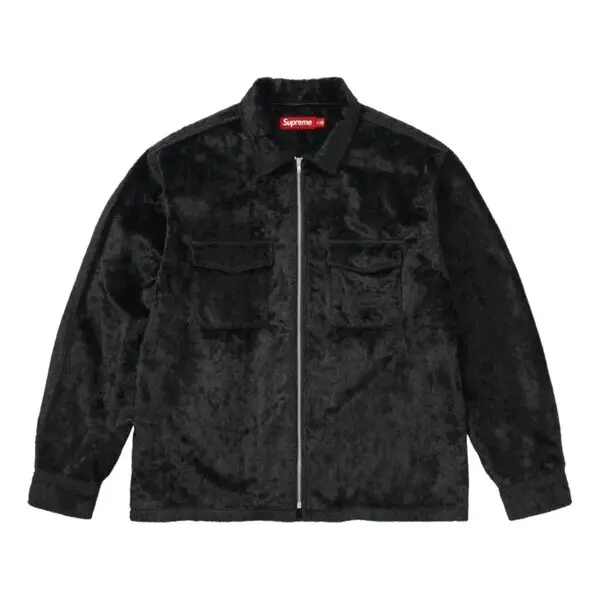 Supreme Ss26 Faux Fur Zip Up Shirt - Black