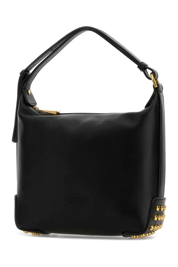 TOD'S Leather Shoulder Bag With Golden Metal Finishing - Black