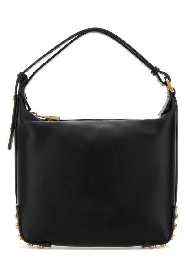 TOD'S Leather Shoulder Bag With Golden Metal Finishing - Black
