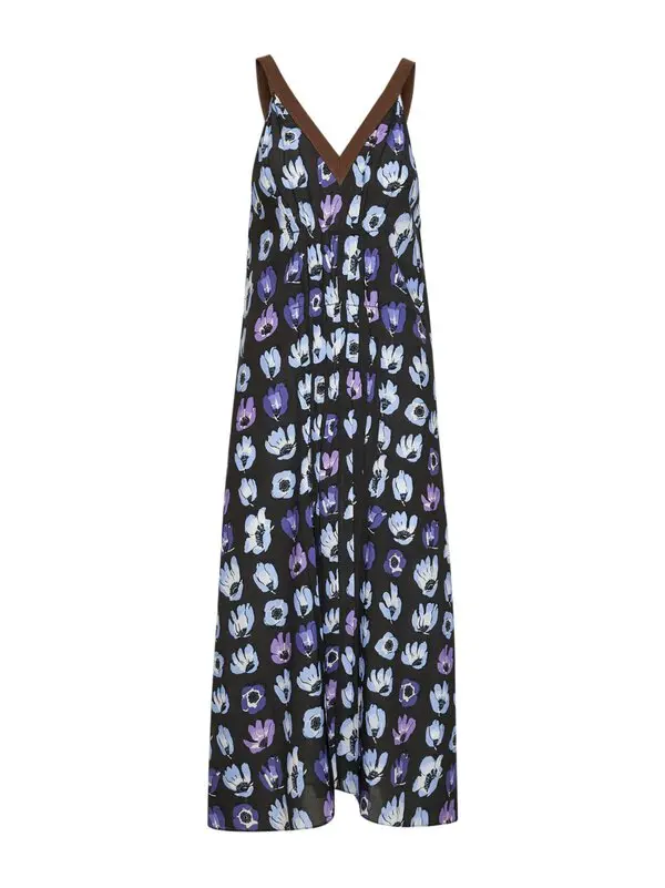 Prada Abbigliamento Purple Viscose Printed Midi Dress - Multicolor