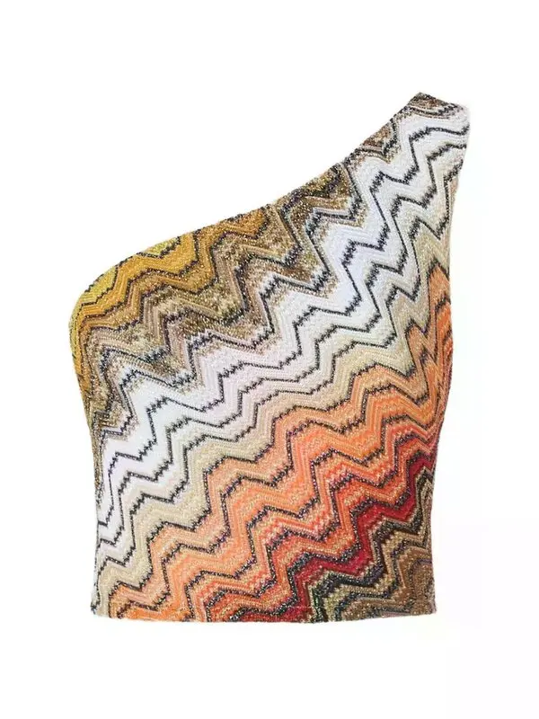 Missoni One-shoulder Viscose Lamé Blend Top - Orange
