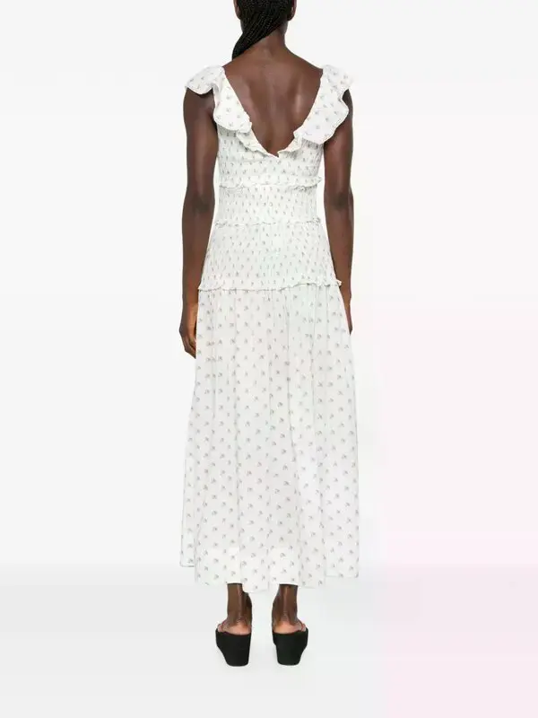 DÔEN Sorina Floral-print Midi Dress - White