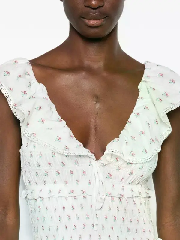 DÔEN Sorina Floral-print Midi Dress - White
